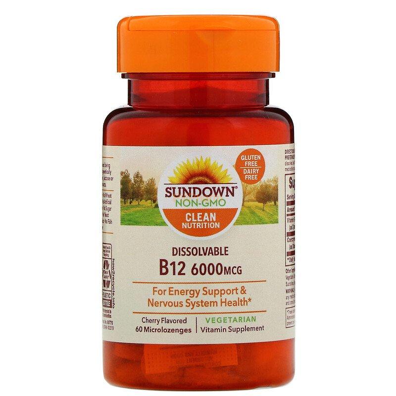 Sundown Naturals, Dissolvable Vitamin B12 6000 mcg Microlozenges - Hemlock