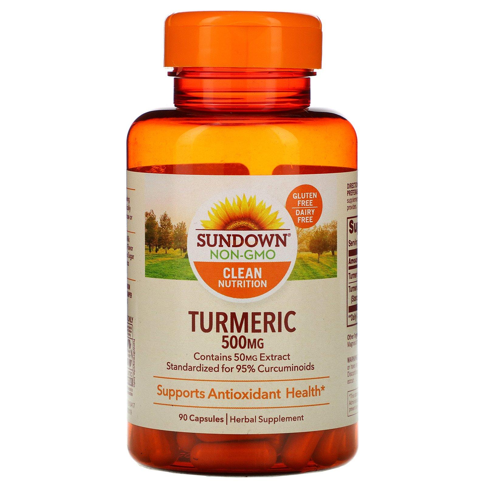 Sundown Naturals, Turmeric 500mg Capsules 90's - HEMLOCK