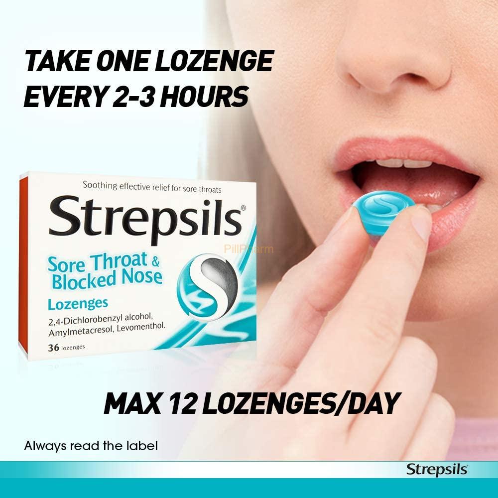 Strepsils Sore Throat and Blocked Nose Lozenges 36's - HEMLOCK