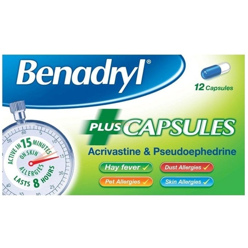 Benadryl Allergy Relief Plus Decongestant Capsules 12's - HEMLOCK PHARMACY