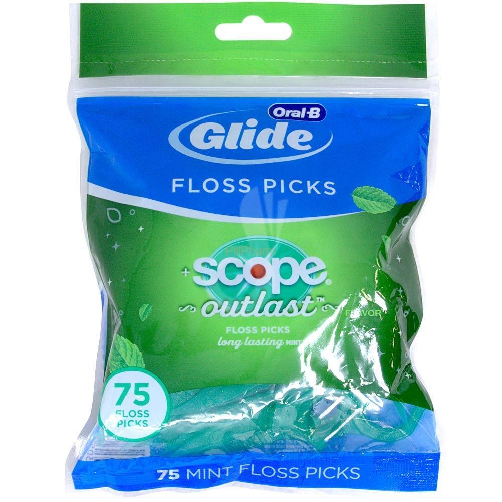 Oral-B Glide with Scope Outlast Long Lasting Mint Flavor Floss Picks 75 ...