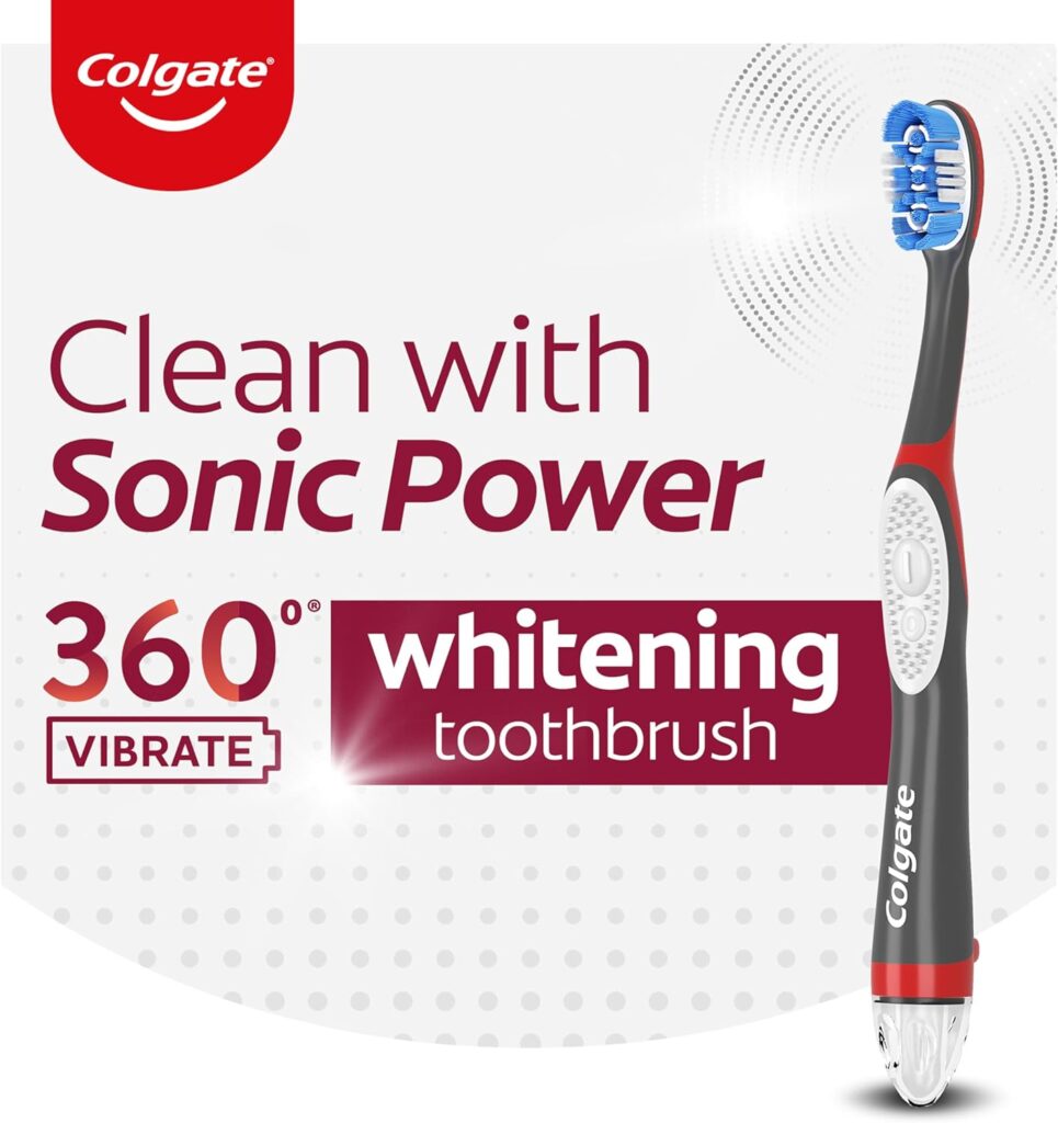 Colgate, 360 Optic White Sonic Battery Powered Vibrating Toothbrush ...