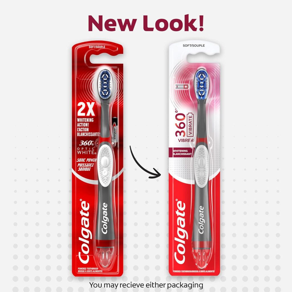 Colgate, 360 Optic White Sonic Battery Powered Vibrating Toothbrush ...