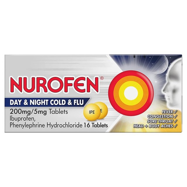 Nurofen Day & Night Cold & Flu 200mg Tablets 16's - HEMLOCK PHARMACY