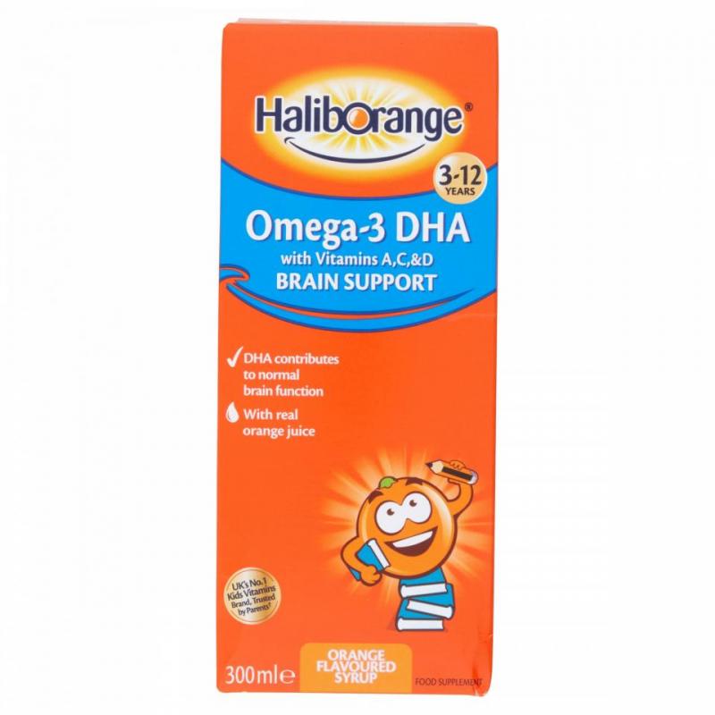 Haliborange Omega-3 Dha Brain Support Orange Flavoured Syrup 3-12 Years ...