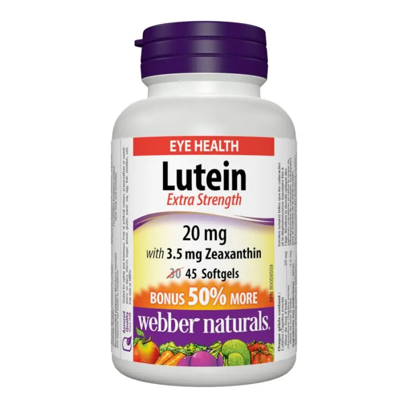 Webber Naturals Lutein 20mg/Zeaxanthin 3.5mg Extra Strength Softgels 45 ...