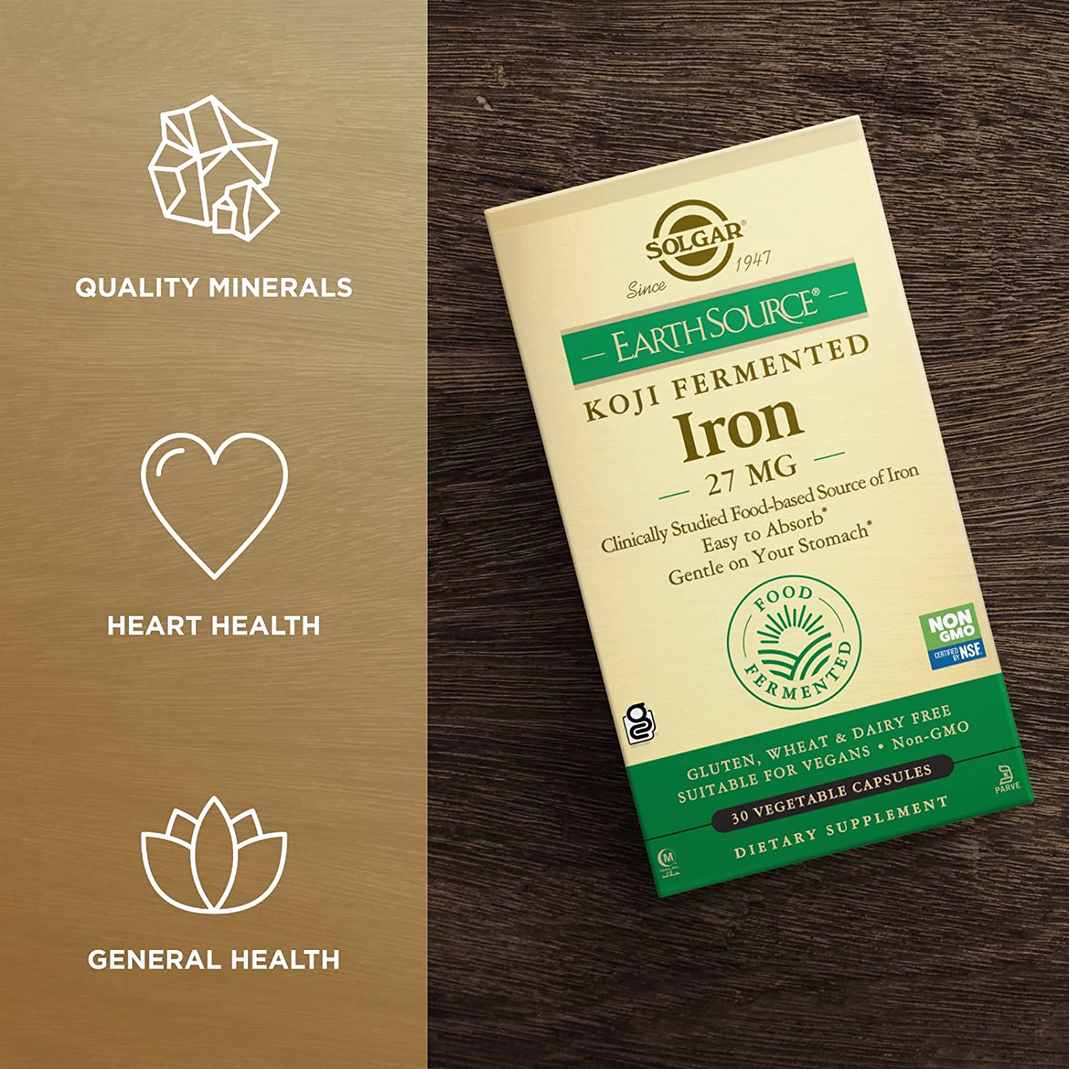 Solgar Earth Source® Koji Fermented Iron 27 mg Vegetable Capsules 30's ...