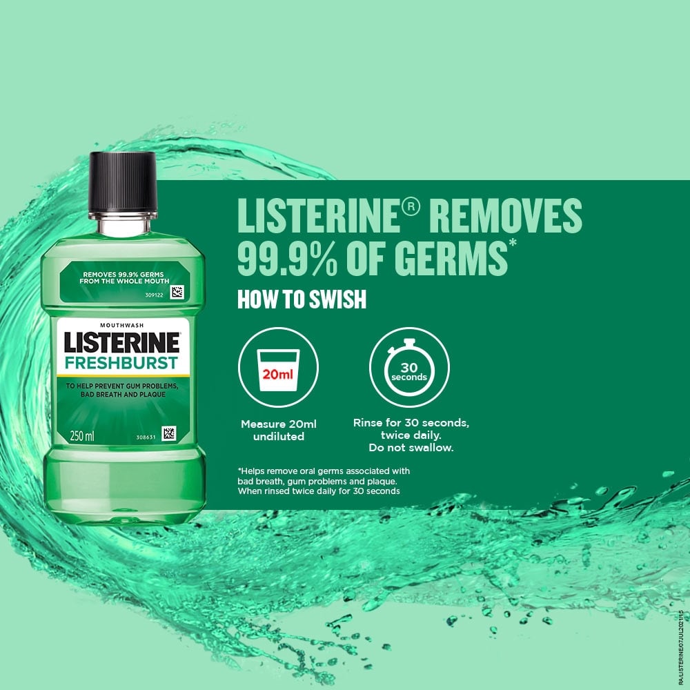 Listerine Mouth Wash Freshburst 250ml - HEMLOCK PHARMACY