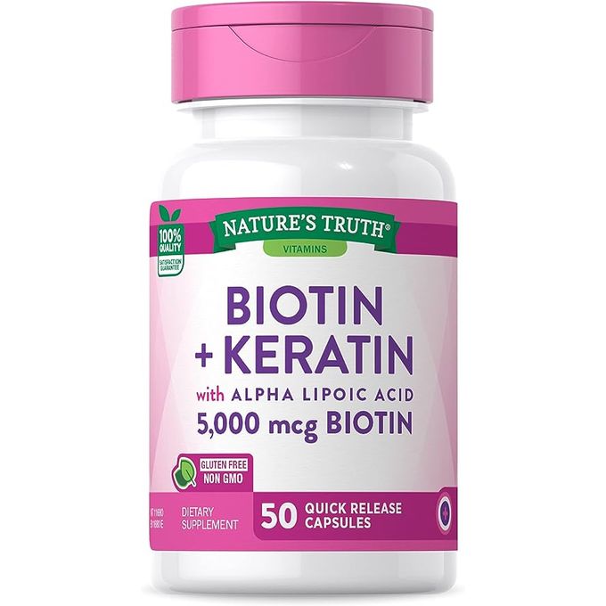 Nature's Truth Biotin 500mcg plus Keratin with Alpha Lipoic Acid QR ...