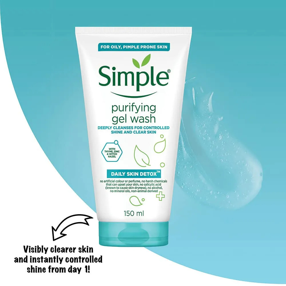 Simple Daily Skin Detox Purifying Gel Facial Wash 150ml - HEMLOCK