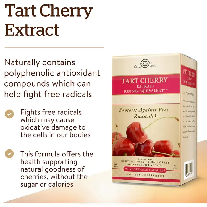 Solgar Tart Cherry 1000 mg Vegetable Capsules 90's - HEMLOCK PHARMACY
