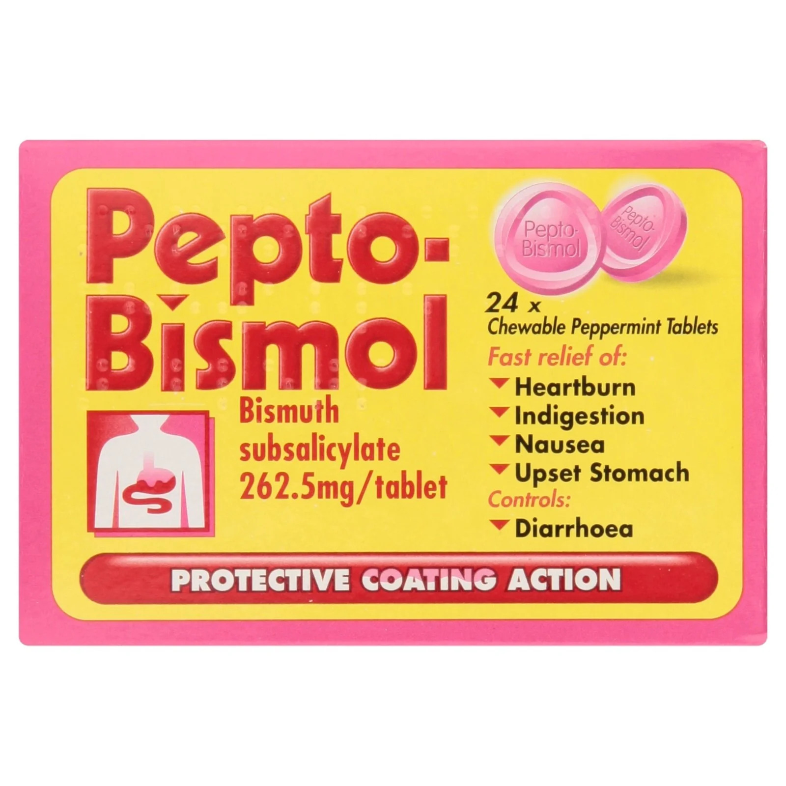 PEPTO BISMOL ORIGINAL CHEWABLE TABLETS 24'S - HEMLOCK PHARMACY