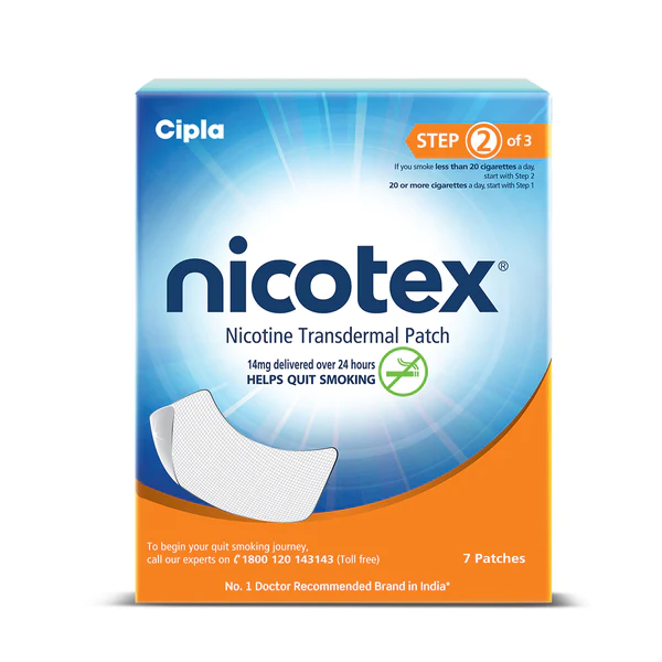 Nicotex Nicotine Transdermal Patch 7's (14mg-Step 2) - HEMLOCK PHARMACY