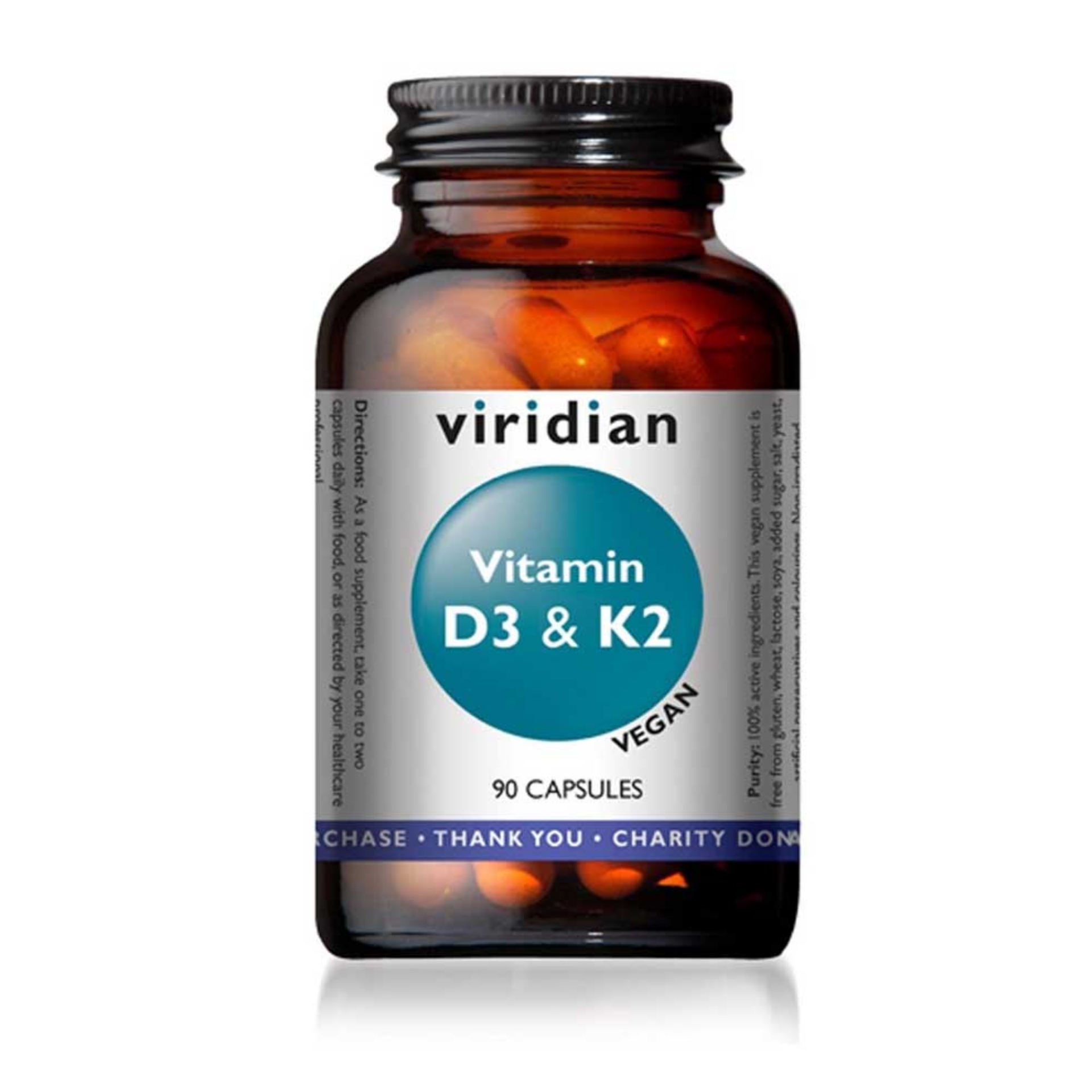 Viridian Vitamin D3 1,000iu & K2 45ug MK7 Vcaps 90's - HEMLOCK PHARMACY